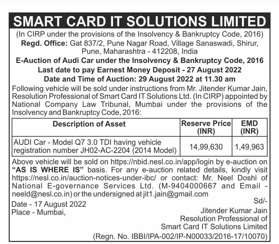 NeSL- National E-Governance Services Ltd » Auction Notices under IBC
