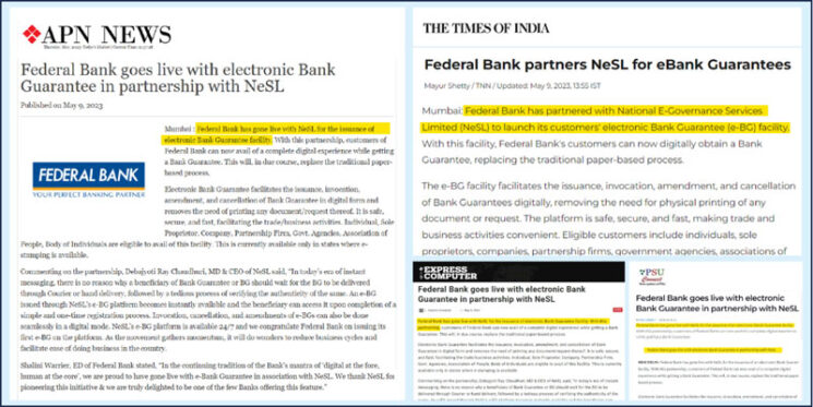 NeSL- National E-Governance Services Ltd » Federal Bank partners with ...