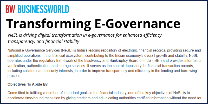 NeSL- National E-Governance Services Ltd » Transforming E-Governance
