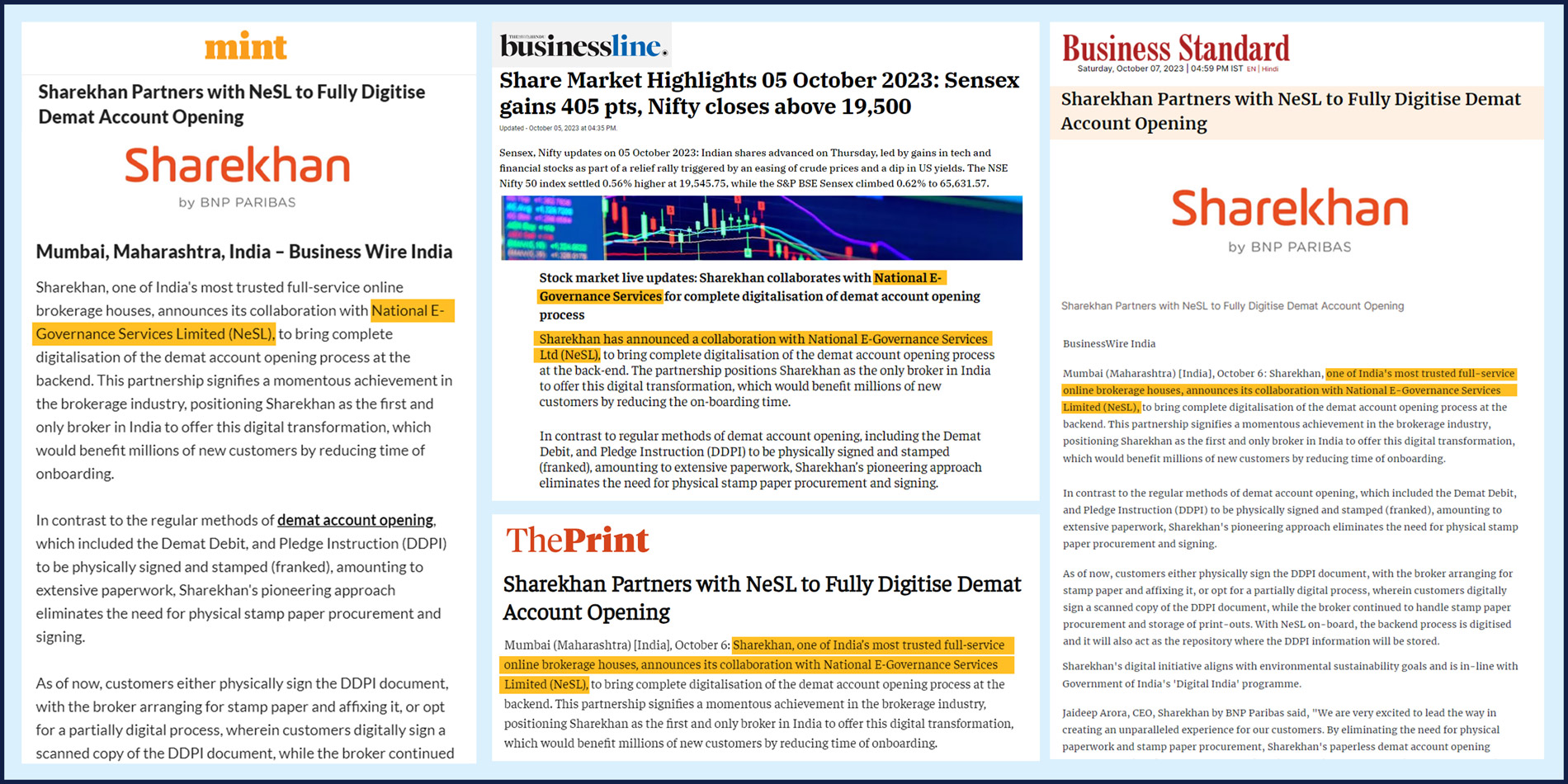 NeSL- National E-Governance Services Ltd » Sharekhan Partners with NeSL ...